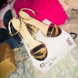 Baldi London | Shoes | Chrome Gold Block Heels | Poshmark